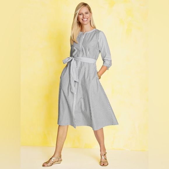 Talbots | Dresses | Talbots Belted Shirtdress Daisy Stripe | Poshmark